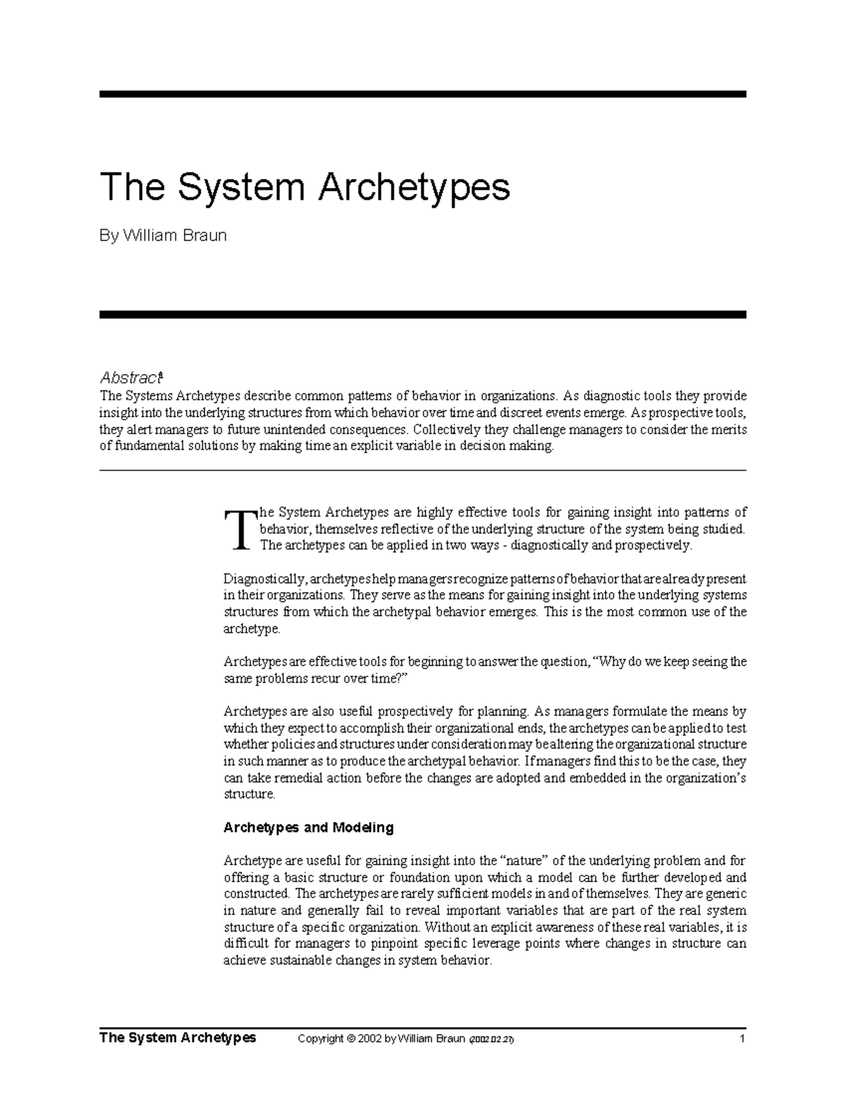 System Archetypes Analysis: Tools for Understanding Organizational ...