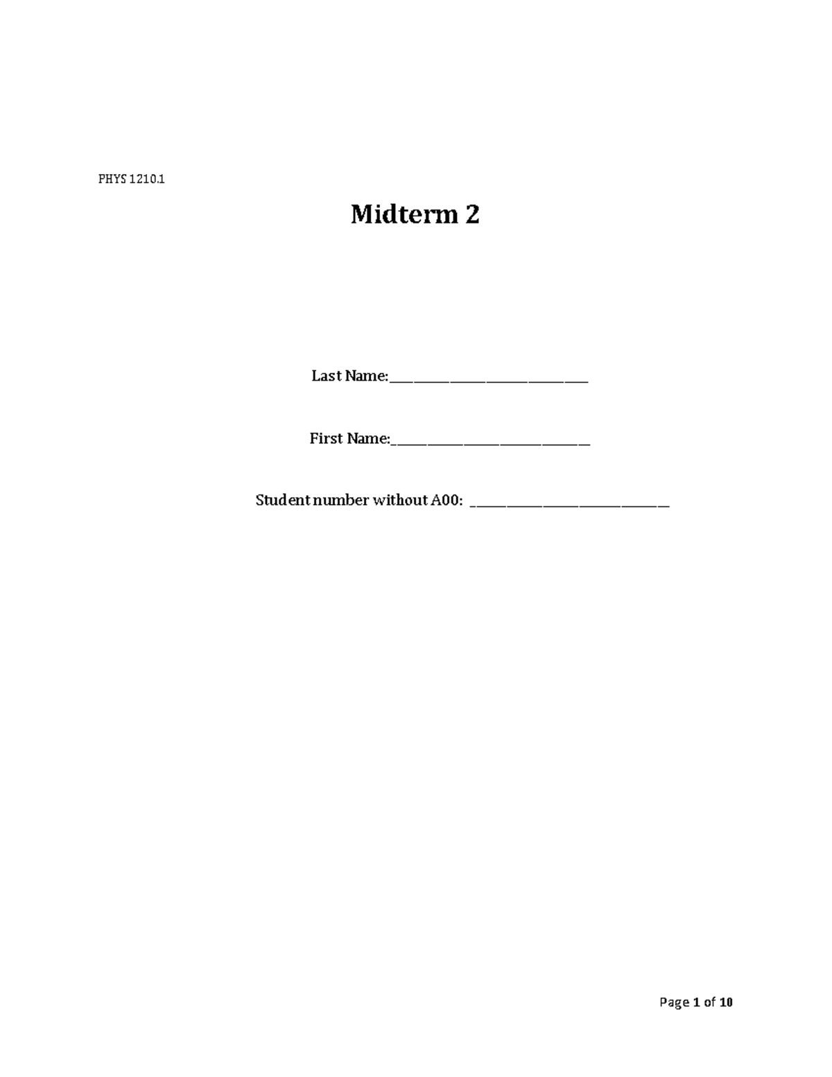 PHYS 1210.1 Midterm 2 Study Guide and Problem Solutions - Studocu