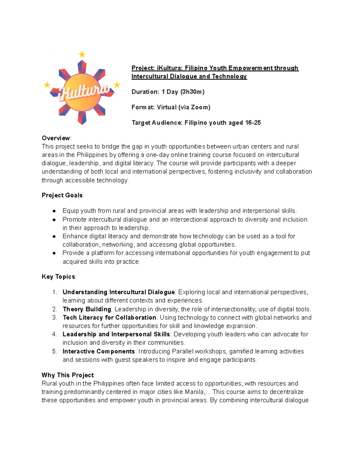 iKultura Project Proposal: Empowering Filipino Youth through Tech ...