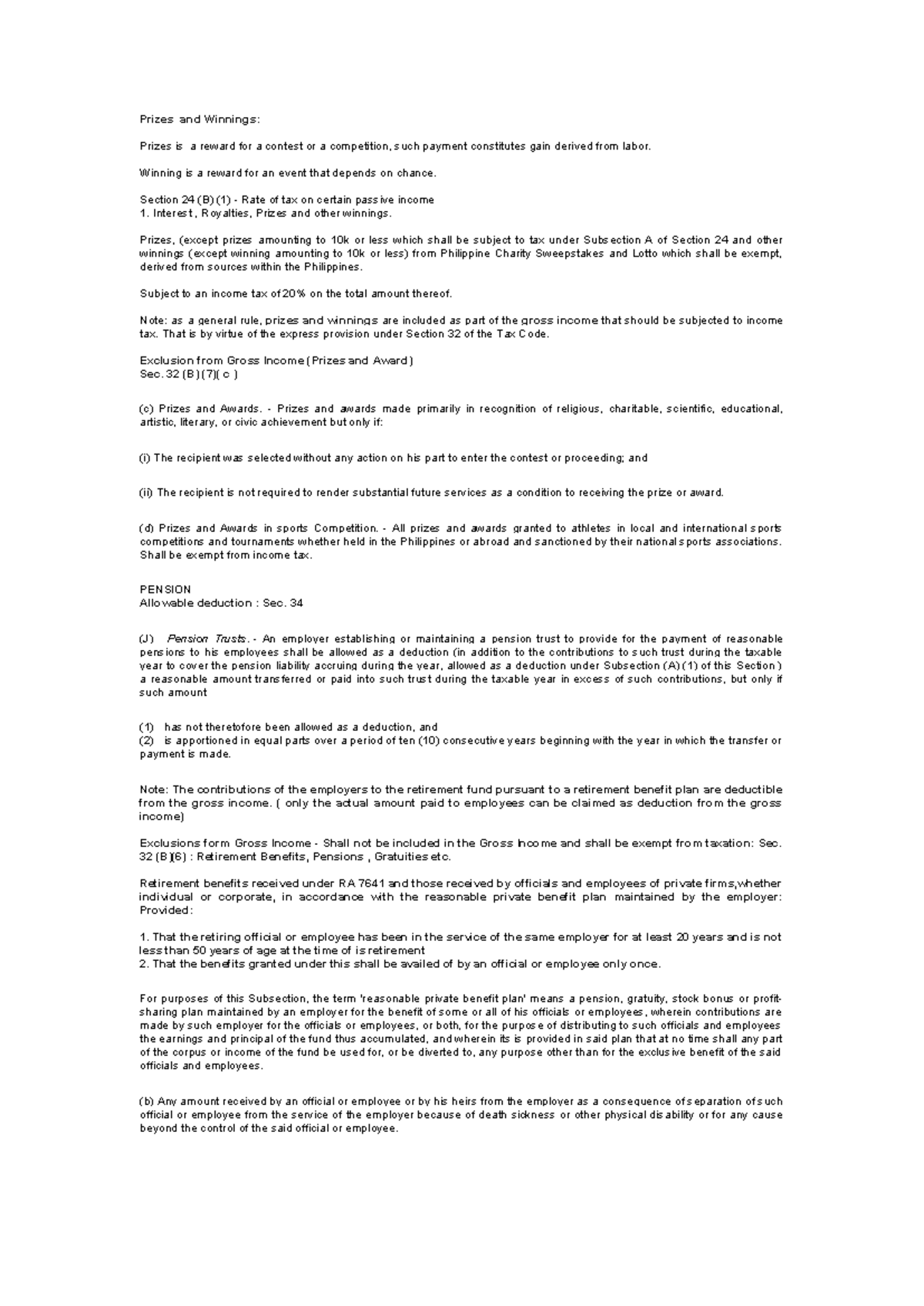 Prizes and Winnings Taxation: Insights from Advance Taxation Law - Studocu