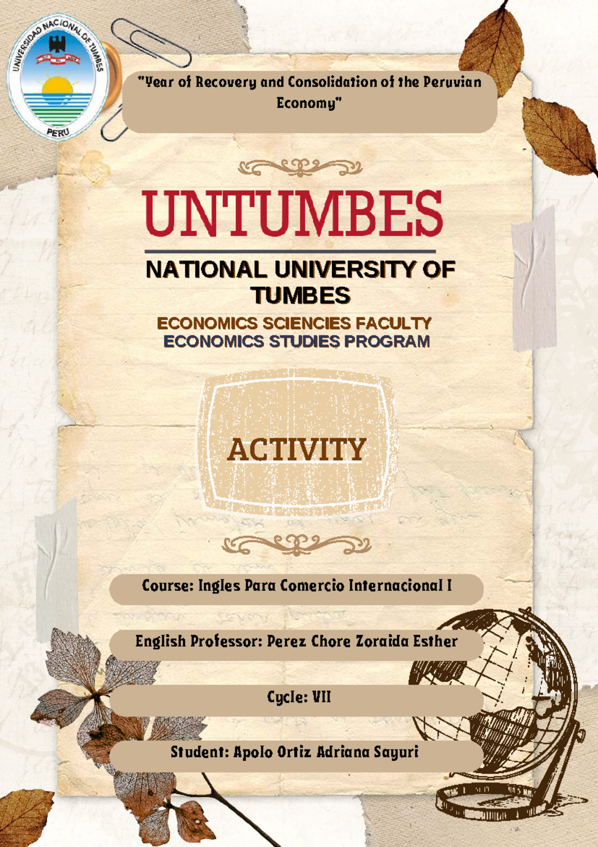 Recovery and Consolidation: Vocabulary & Business Communication - 1UNI ...