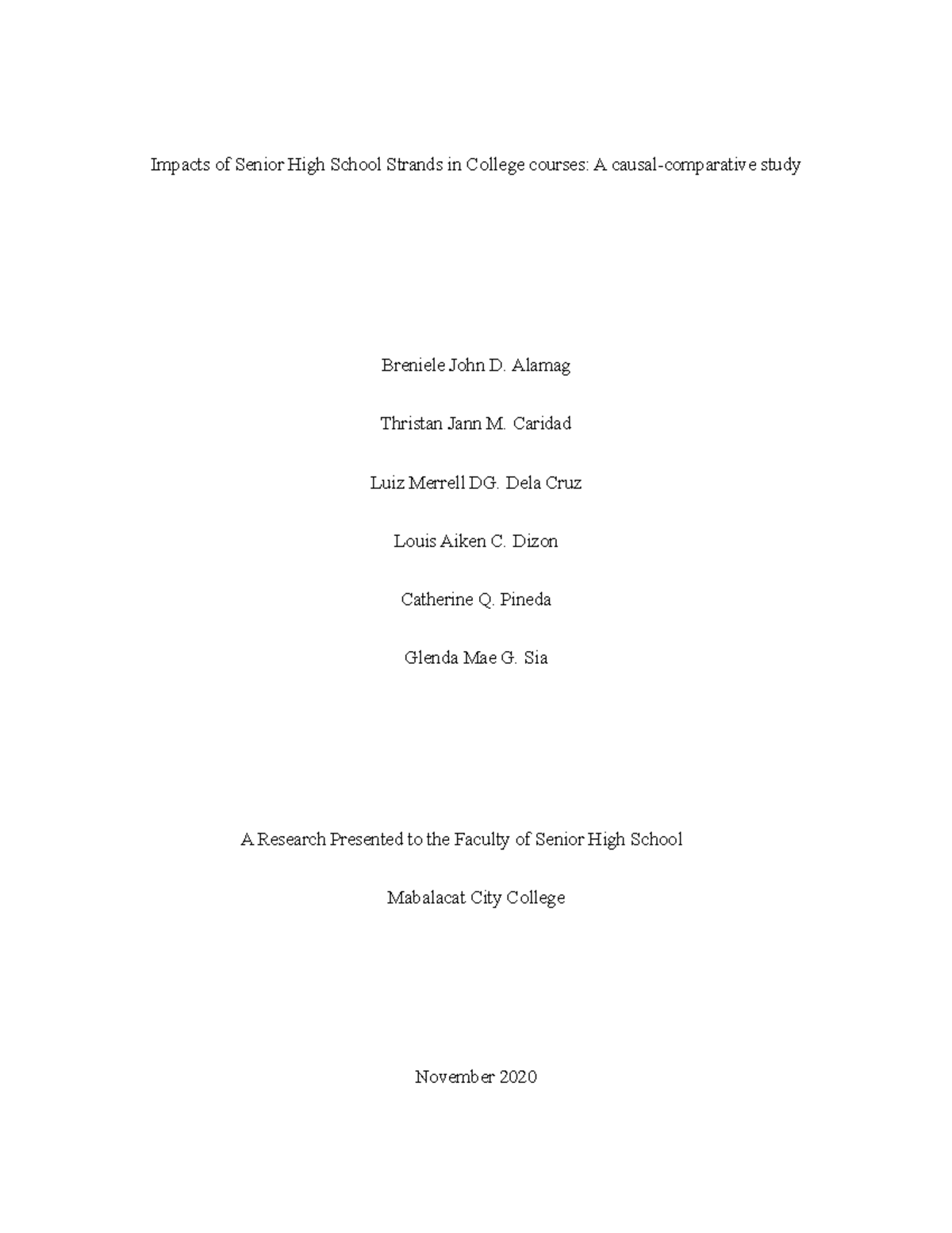 Impacts of Senior High School Strands on College Course Choices - Studocu