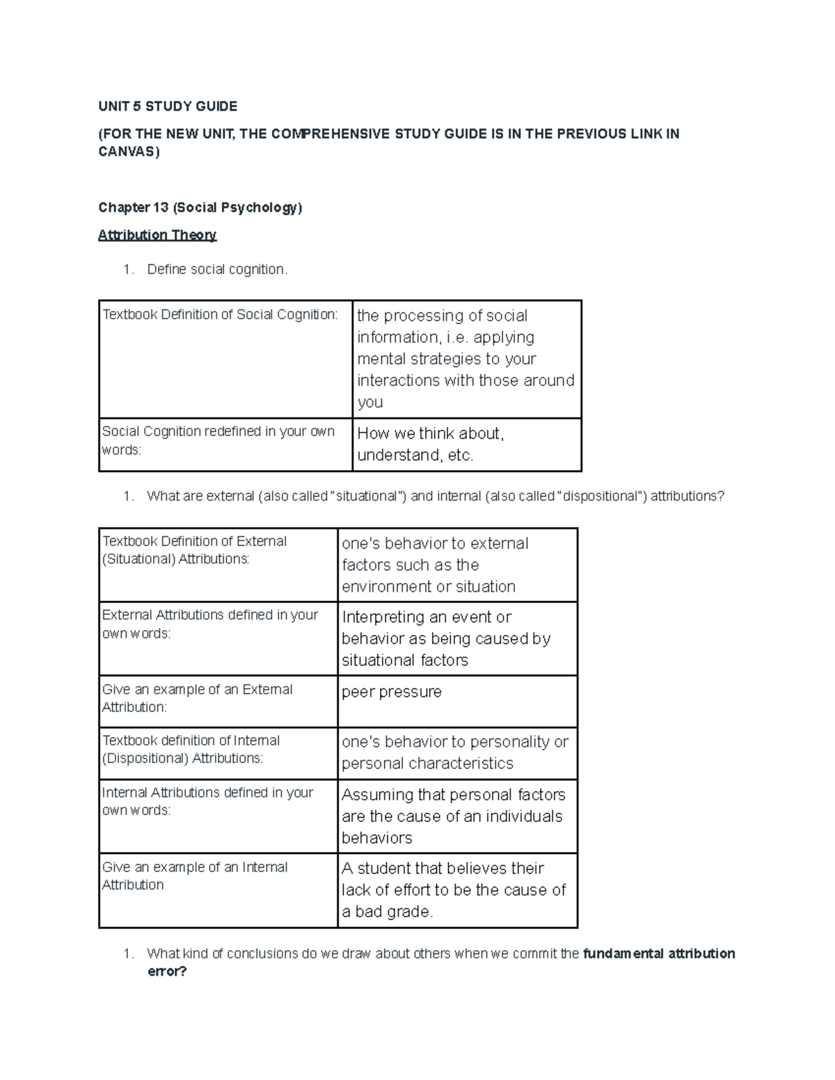 Unit 5 Study Guide: Social Psychology & Psychological Disorders - Studocu