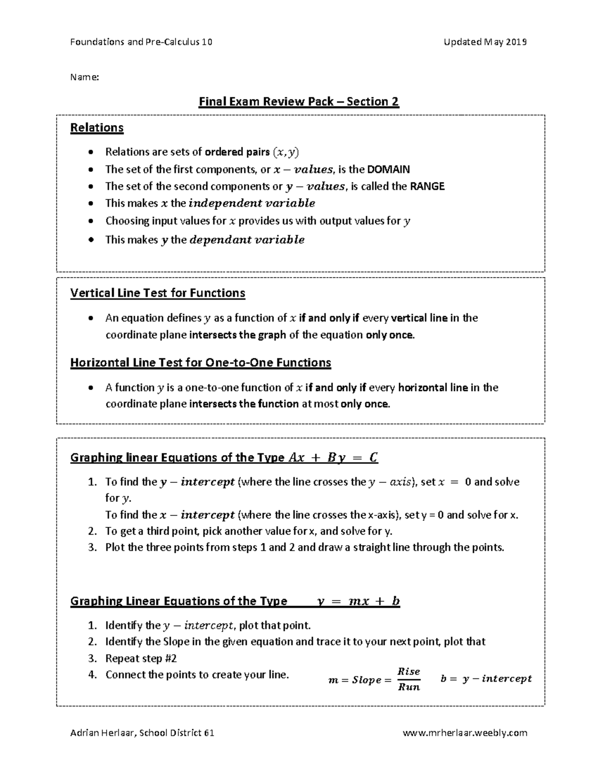Foundations and 10 Final Exam Review: Section 2 on Relations - Studocu
