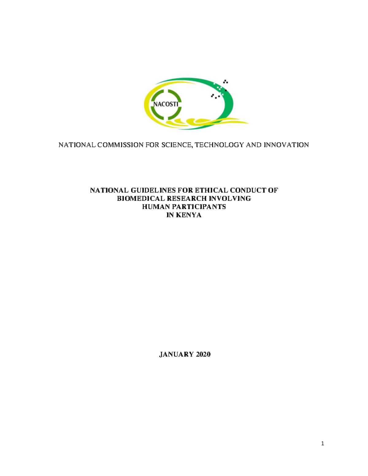 National Guidelines for Ethical Conduct of Biomedical Research in Kenya ...