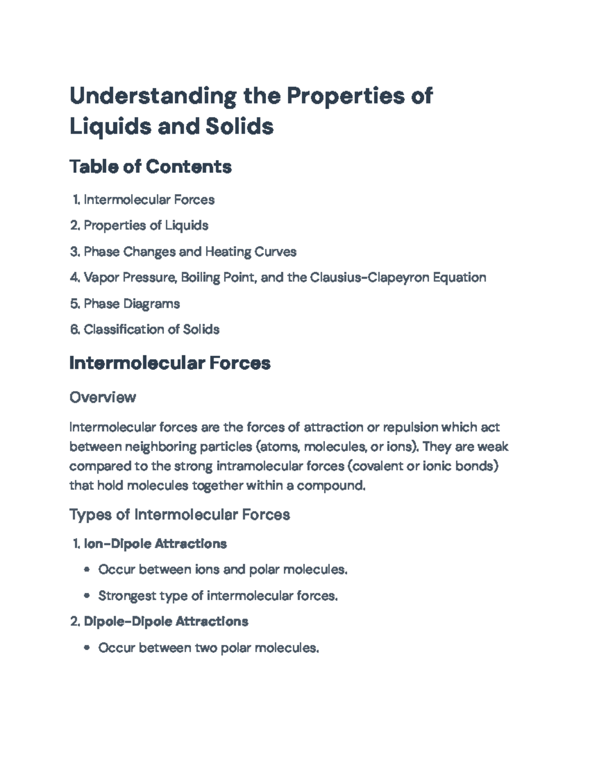 Chemistry 101: Understanding Liquids and Solids Properties - Studocu