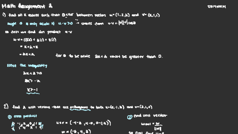 Math Assignment 2: Vector Operations and Properties - Studocu