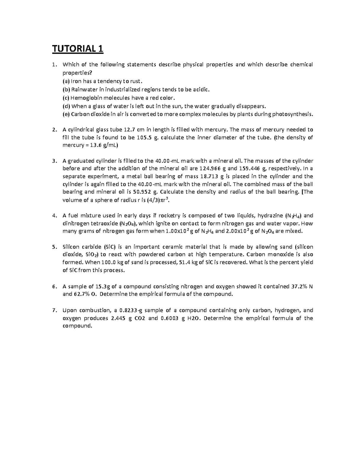 Tutorial 1 - tutor chapter 1 - TUTORIAL 1 Which of the following ...
