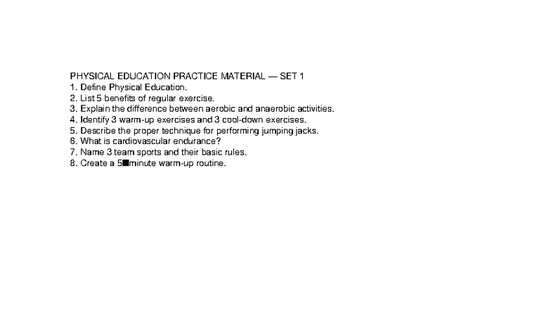 PE Practice 1 - Physical Education - PHYSICAL EDUCATION PRACTICE ...