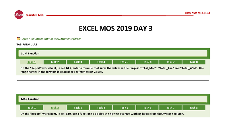 EXCEL MOS 2019 DAY 3: Formulas & Functions Practice - Studocu