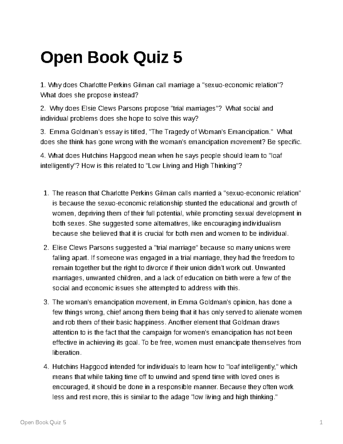 Open Book Quiz 5 - Quiz over book - Open Book Quiz 5 1 Open Book Quiz 5 ...
