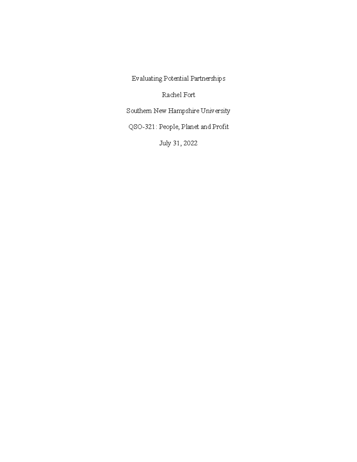 QSO-321 Module 5 Assignment: Evaluating Global Partnerships - Studocu