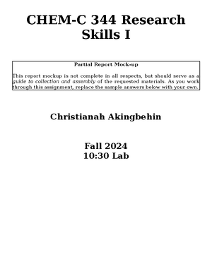 C344 Chem Draw Exercise 2022 - CHEM 344 ChemDraw Exercise INSTRUCTIONS FOR ACCESSING AND USING ...