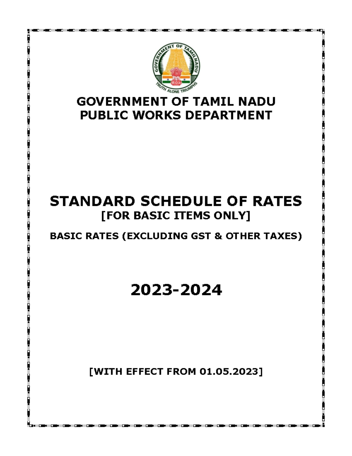 SOR 2023-2024: Standard Schedule of Rates for Basic Items - Studocu