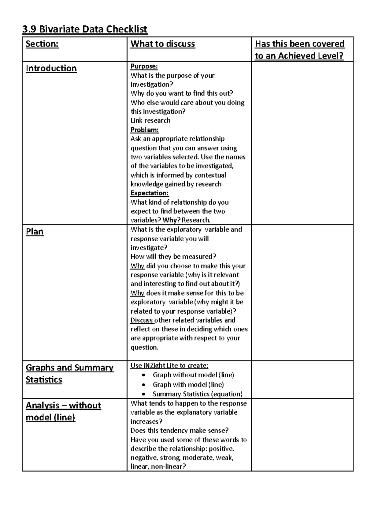 3.9 Bivariate Data Analysis Checklist: Exploring Relationships and ...