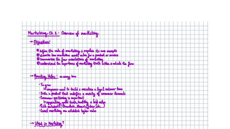 Marketing CH 1: Overview of Core Concepts and Value Creation - Studocu