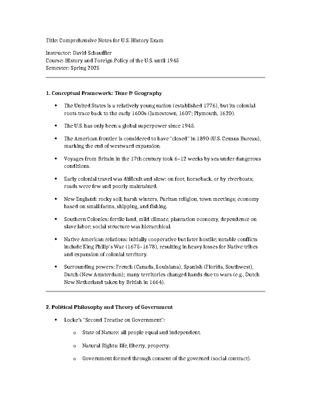U.S. History Exam Notes (HIST 101) - Comprehensive Study Guide - Studocu