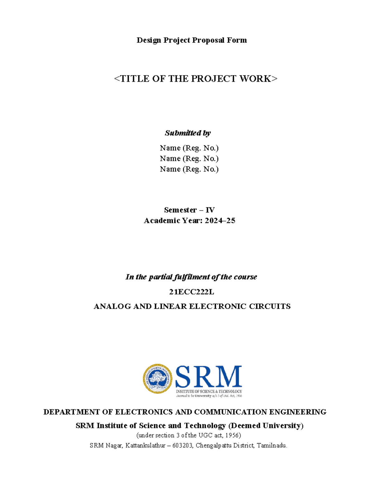 Mini Project-Design Project Proposal Form - Design Project Proposal Form