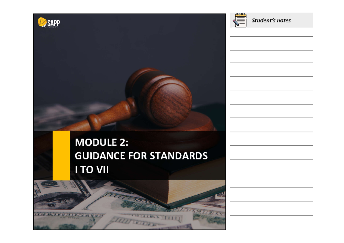 T1 - Ethics Module 2: Guidance for Standards I to VII Overview - Studocu