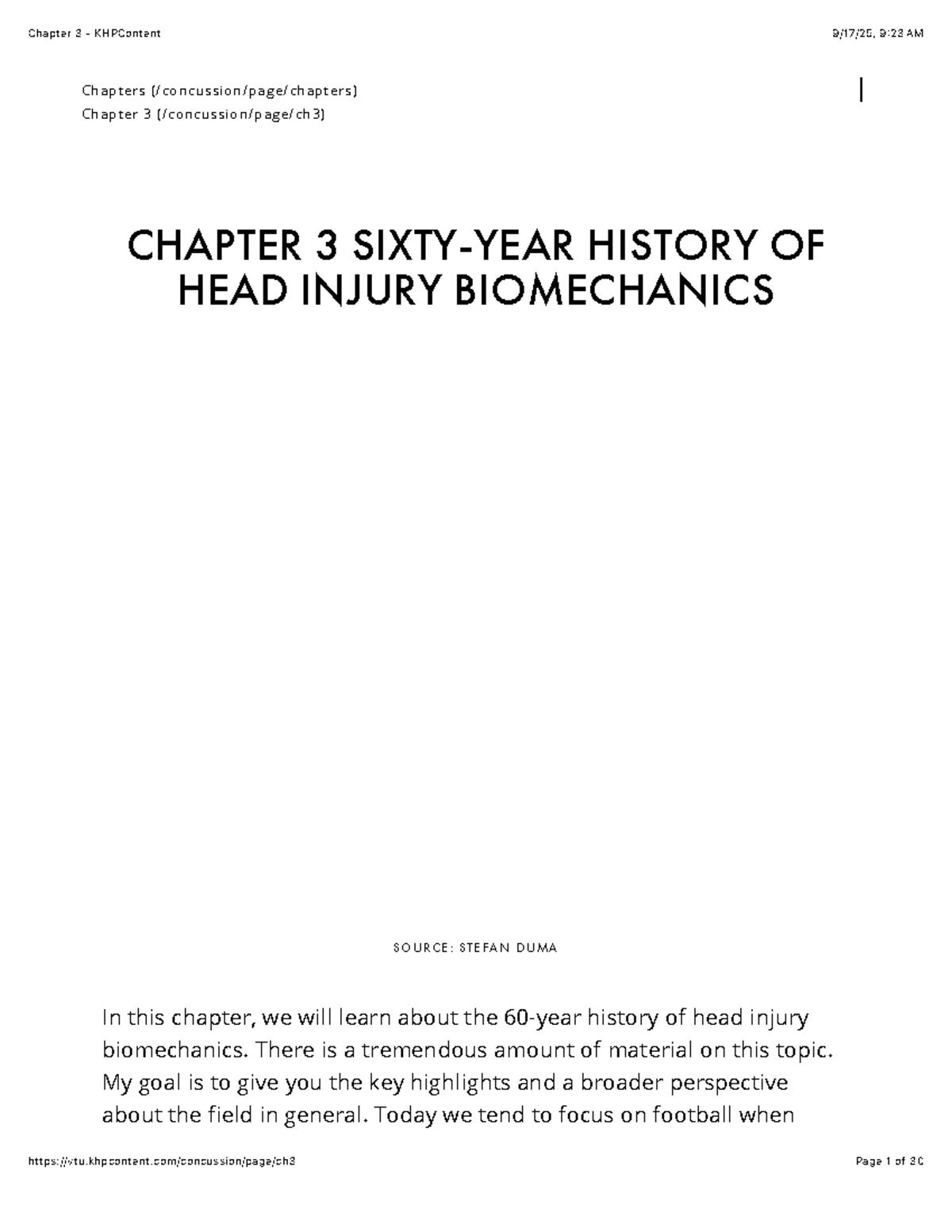 Chapter 3: The Evolution of Head Injury Biomechanics (KHP) - Studocu