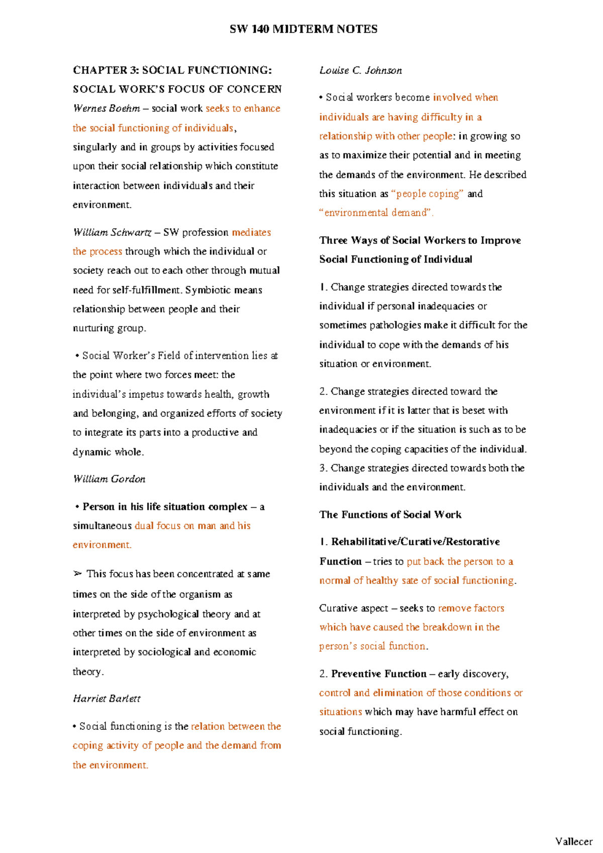 SW 140 Midterm Notes: Social Functioning and Practice Insights - Studocu