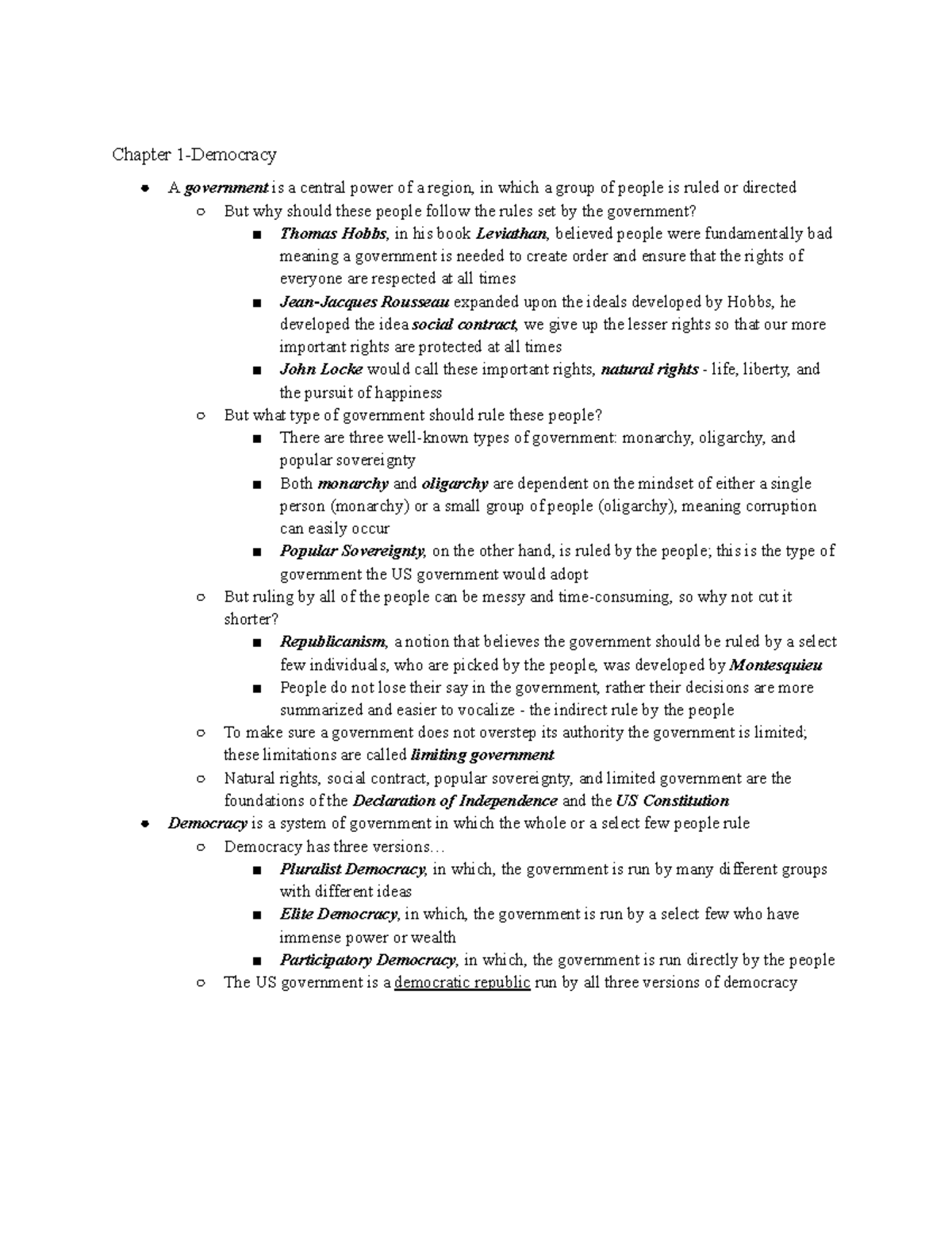 American Government Notes: Overview of Democracy and the Constitution ...