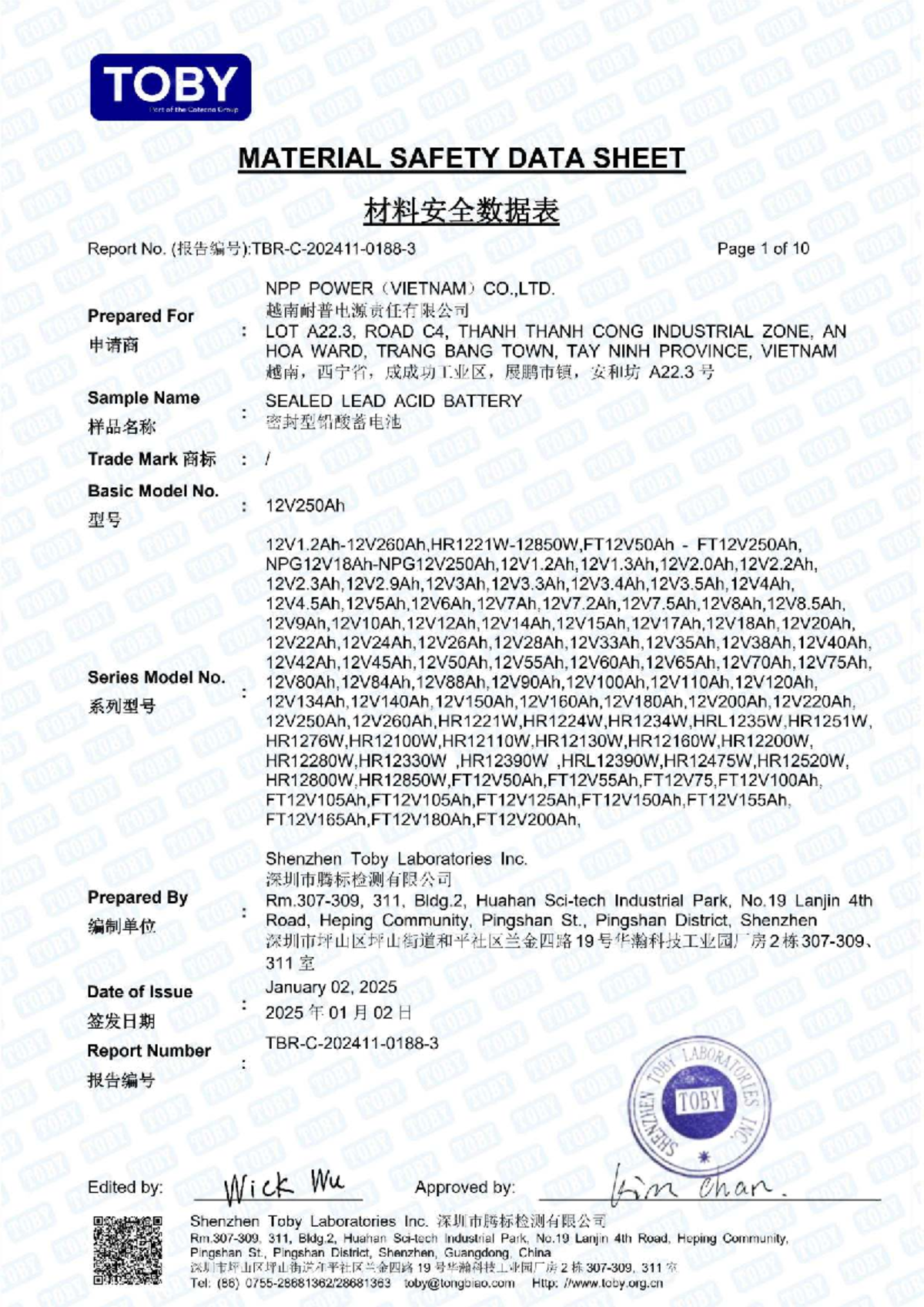 CE RF TEST Report - Material Safety Data Sheet for Sealed Lead Acid ...