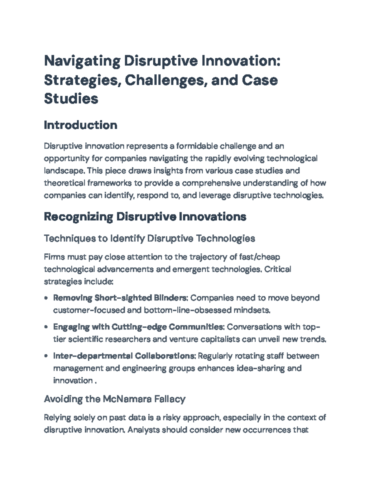 Navigating Disruptive Innovation: Strategies and Case Studies Analysis ...