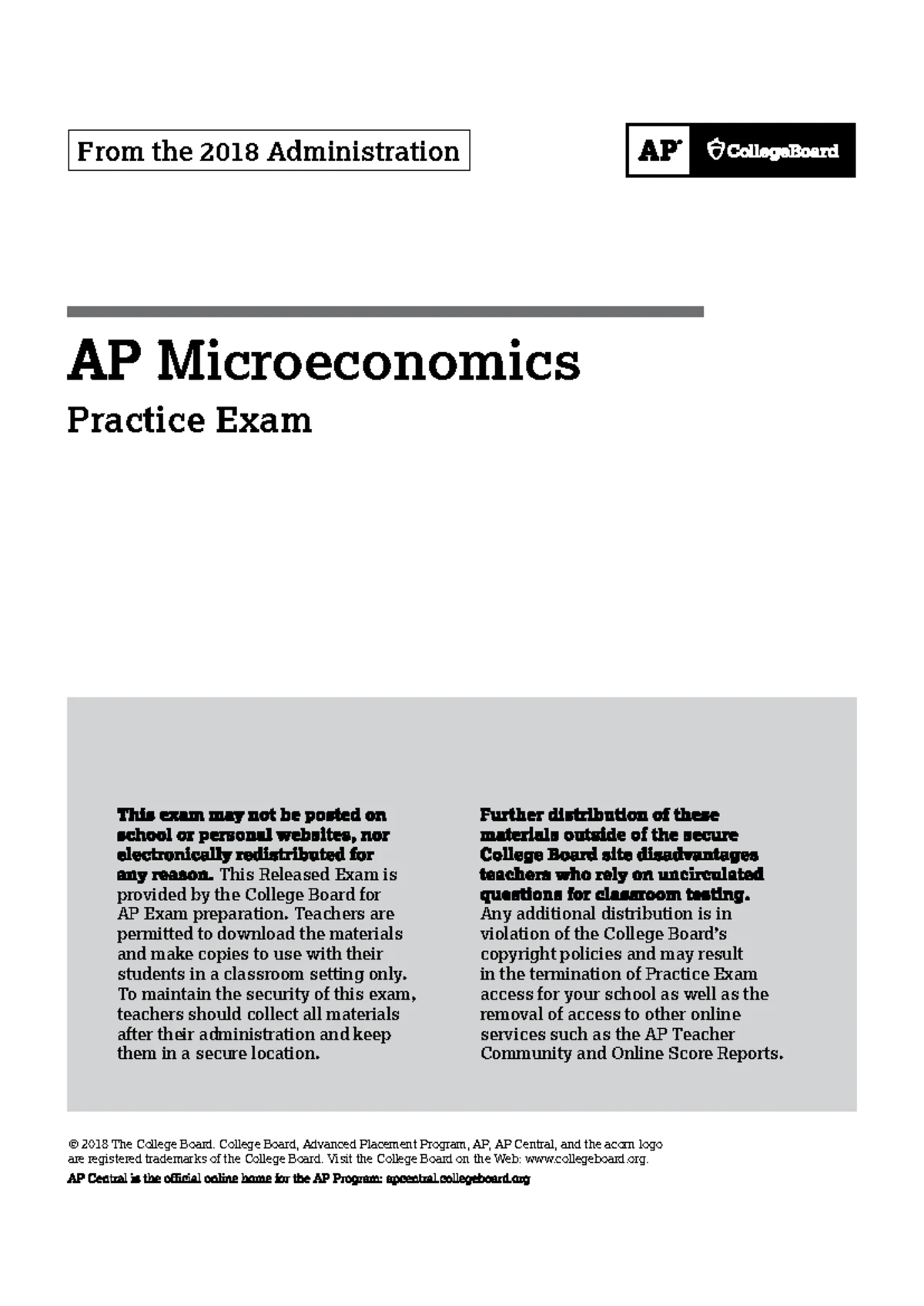 AP microeconomics final 2023 - Microeconomics Practice Exam From the ...