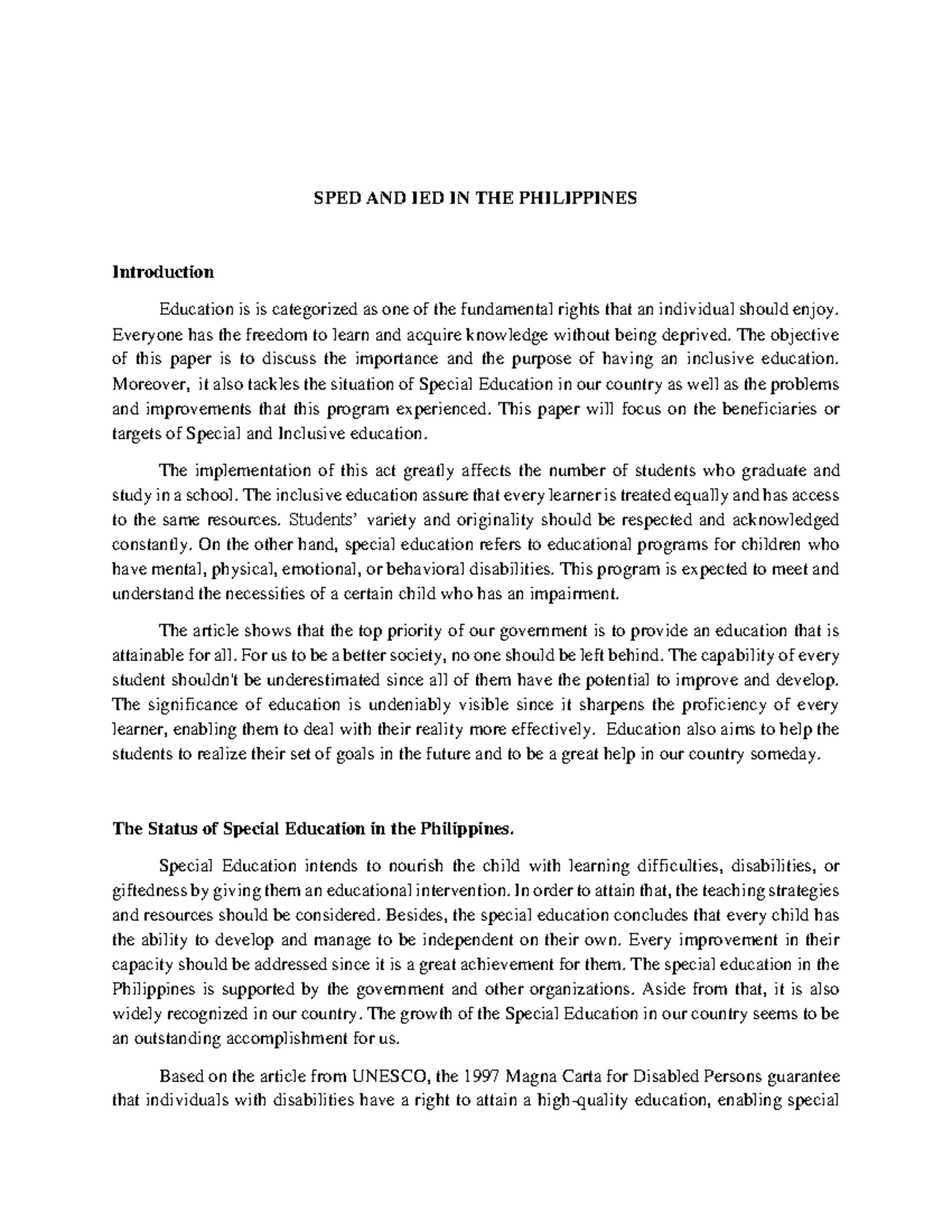 SPED 101: Importance of Special and Inclusive Education in the ...