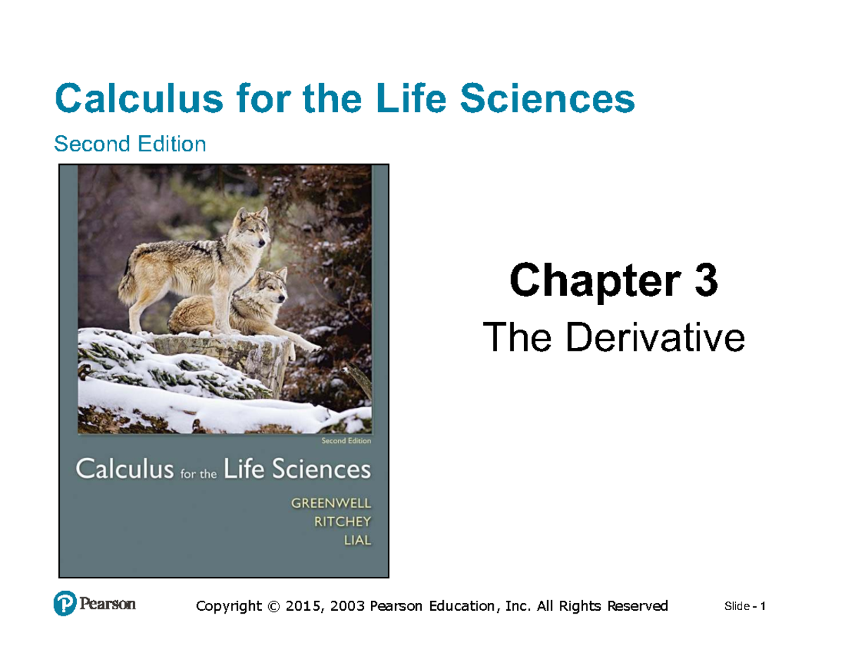 Calculus for Life Sciences GRLcalc 02 Chapter 3: The Derivative - Studocu