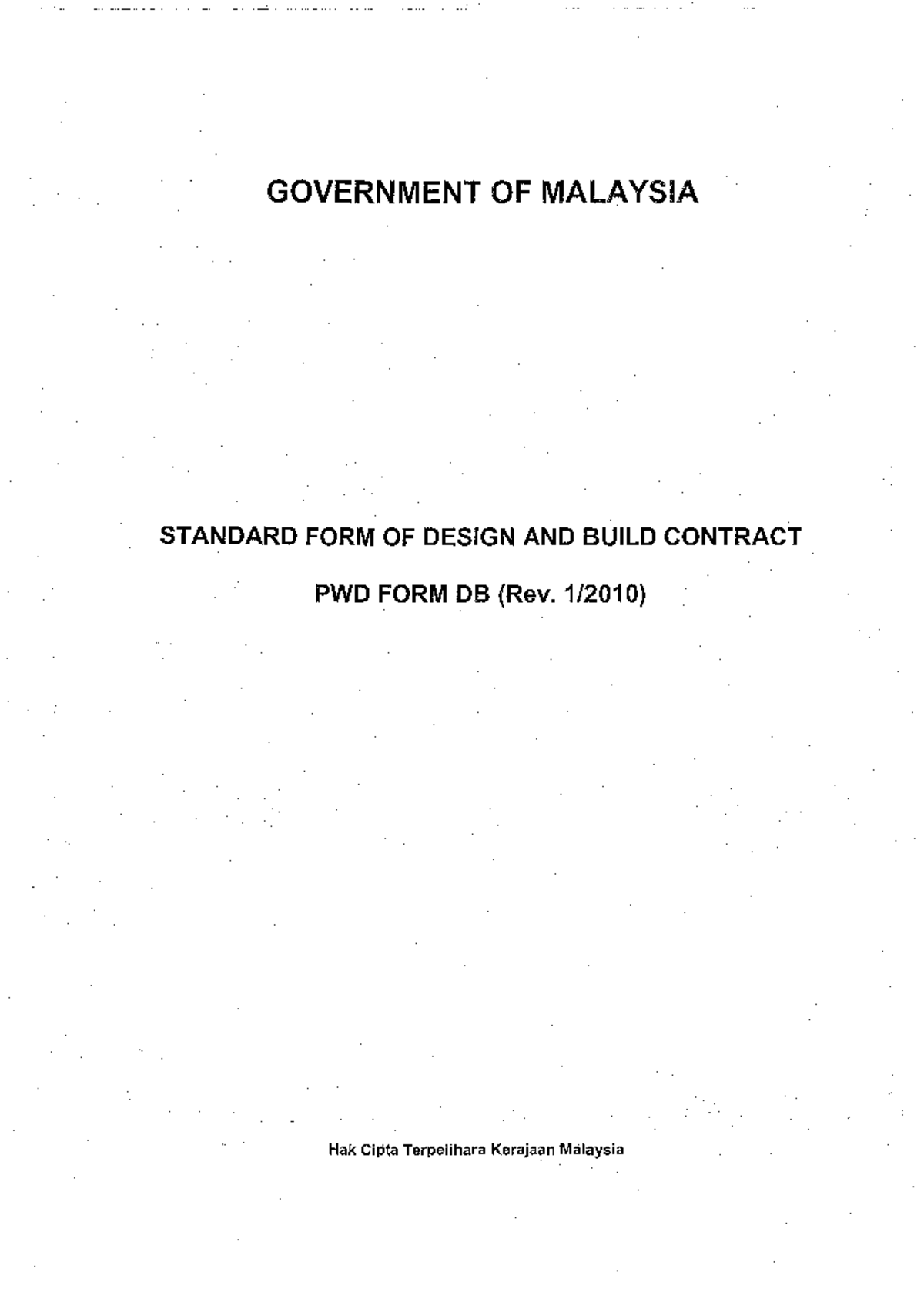PWD Form DB 1 2010: Design and Build Contract Conditions - Studocu