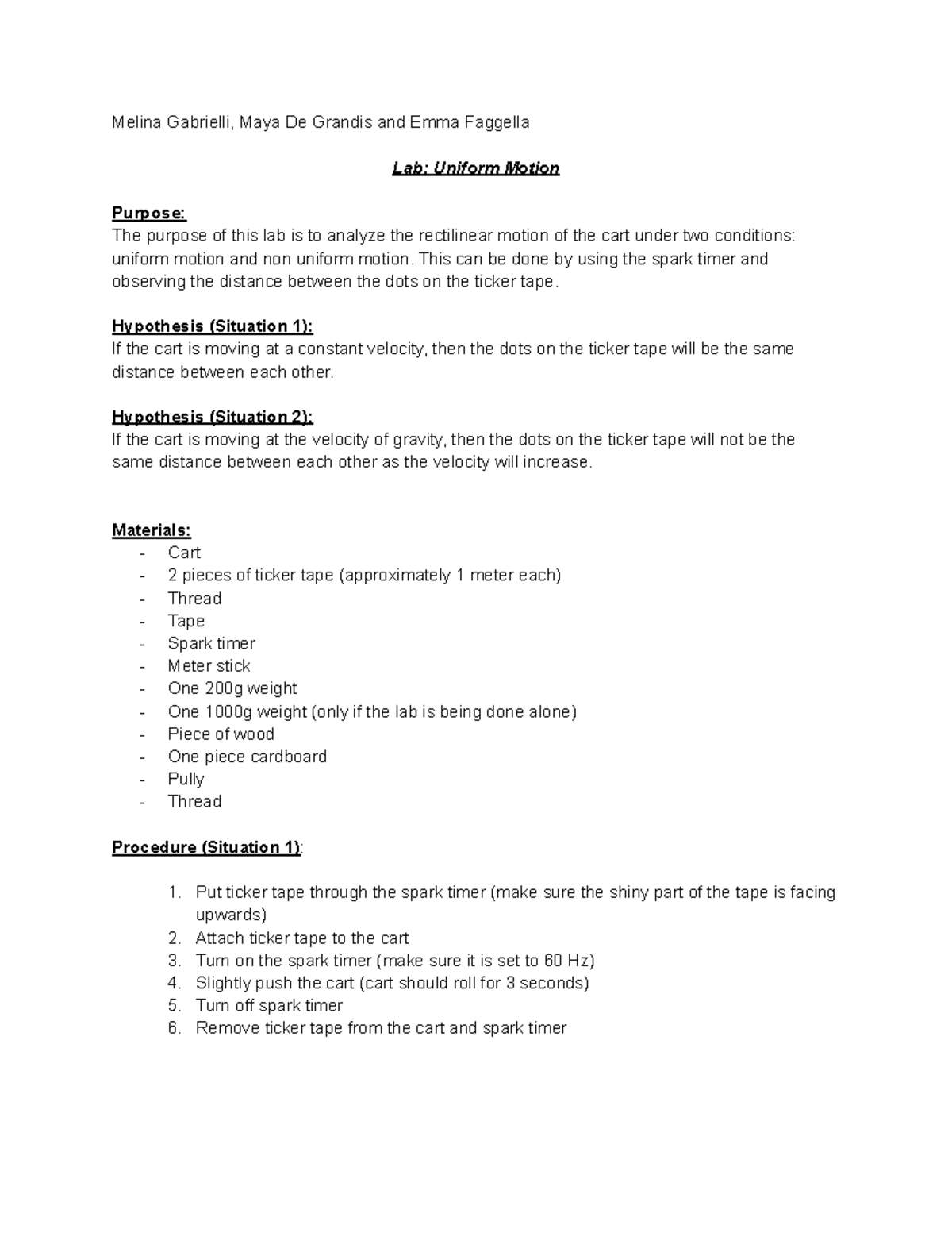 Physics Lab: Uniform Motion Analysis (PHYS-2) - Studocu