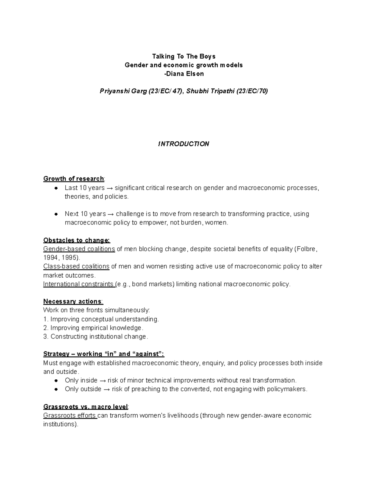 Gender and Economic Growth Models: A Critical Analysis (DEV 47) - Studocu