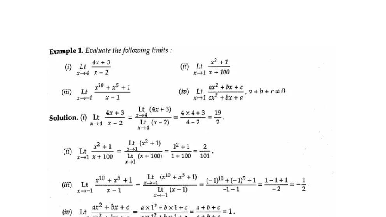 Applied Maths: Limits and Continuity Exercises (AM101) - Studocu