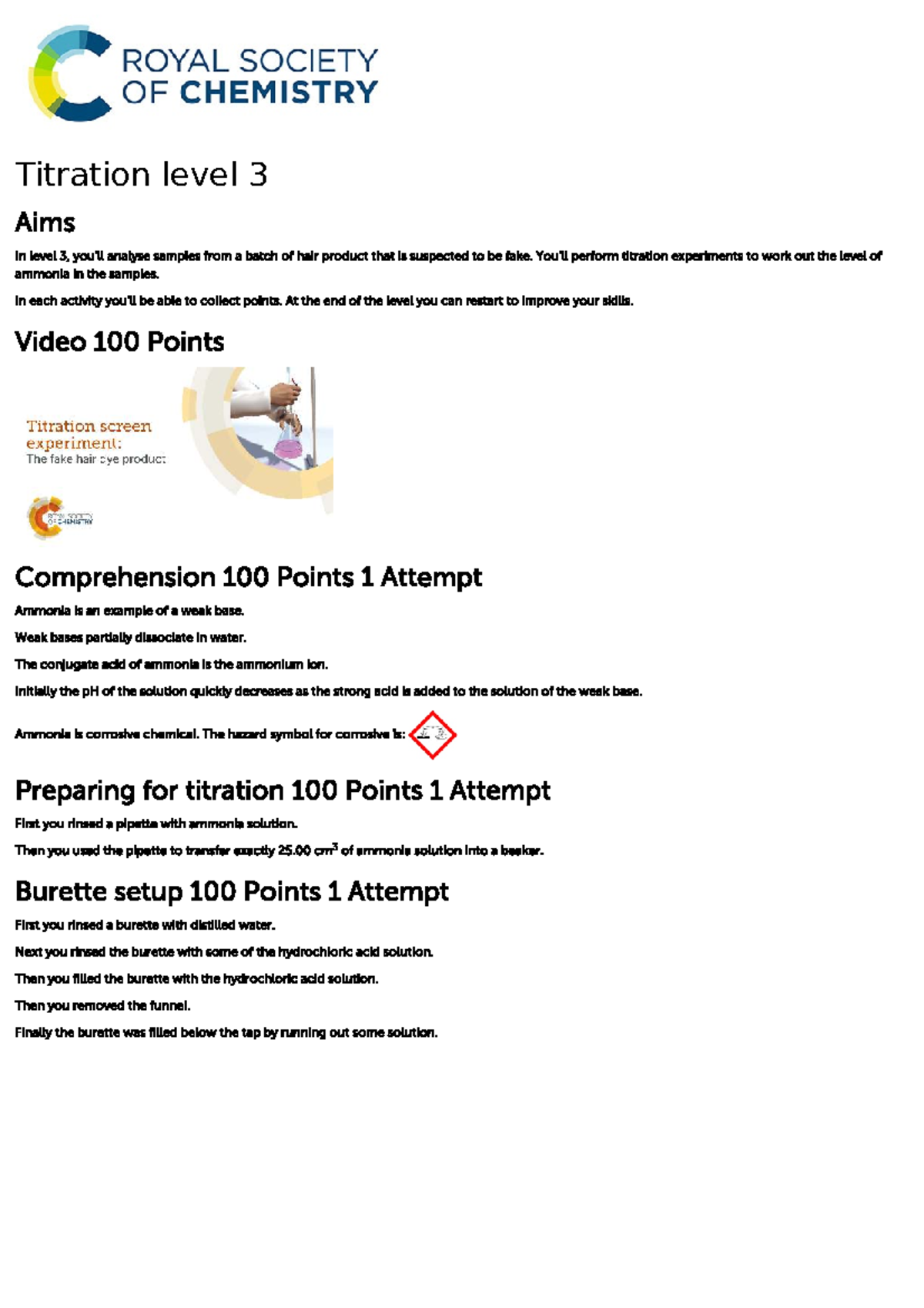 Titration Level 3 Lab Notebook: Analyzing Ammonia in Hair Products ...