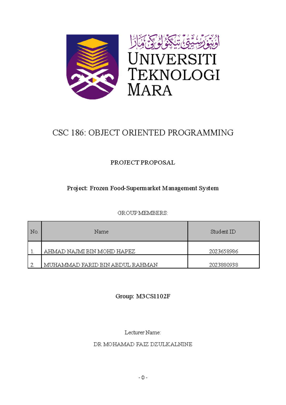 CSC 186 Project Proposal: Frozen Food Management System - Studocu