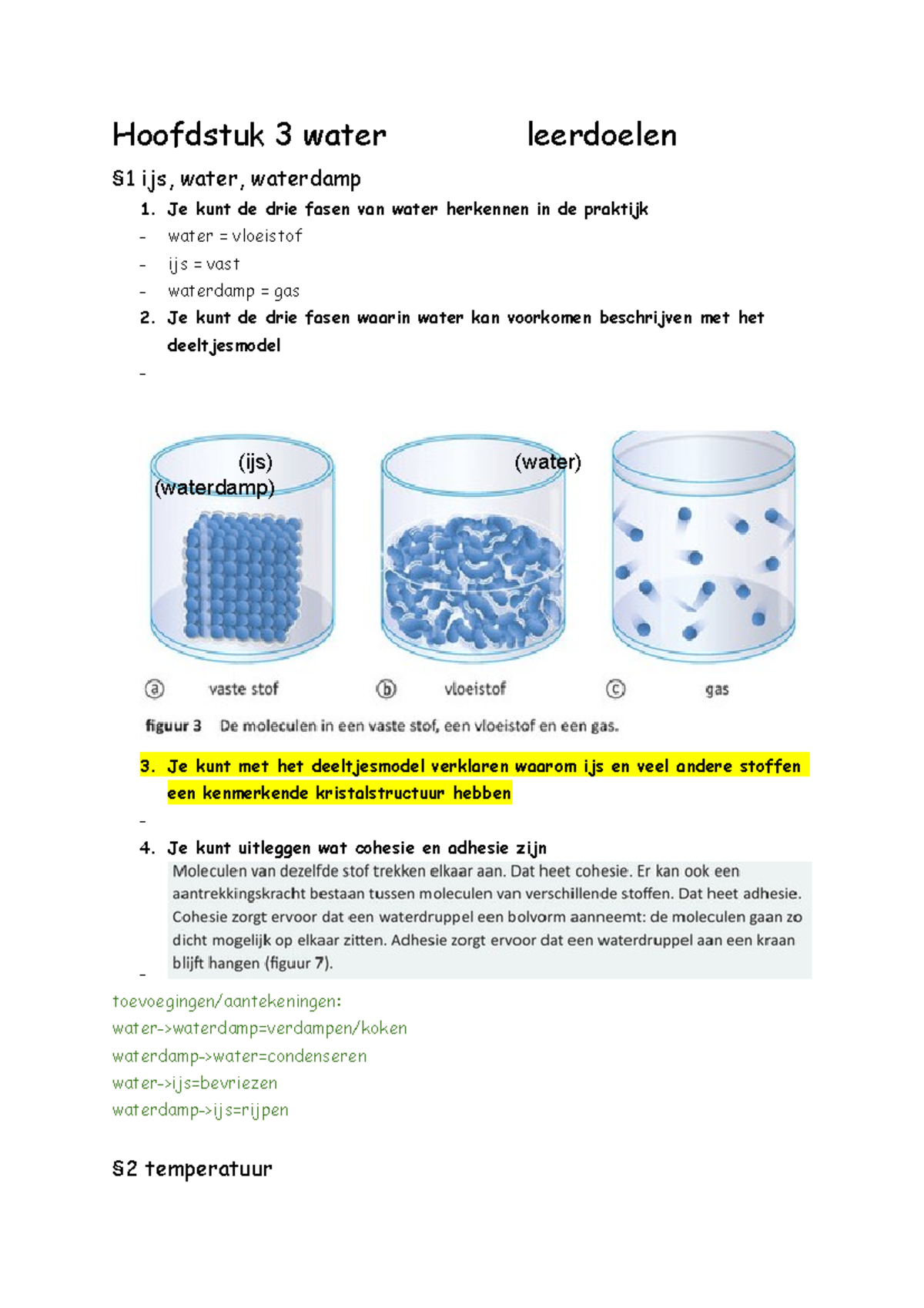 Nederlands PW HST 3: Hoofdstuk 3 Water Leerdoelen en Aantekeningen ...