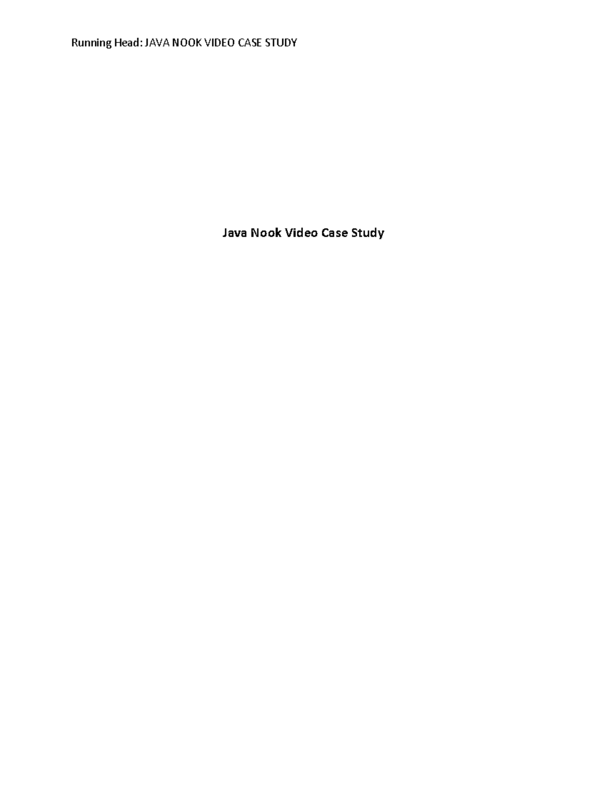 JAVA NOOK Video Case Study Analysis: Lessons on Business Planning - Studocu