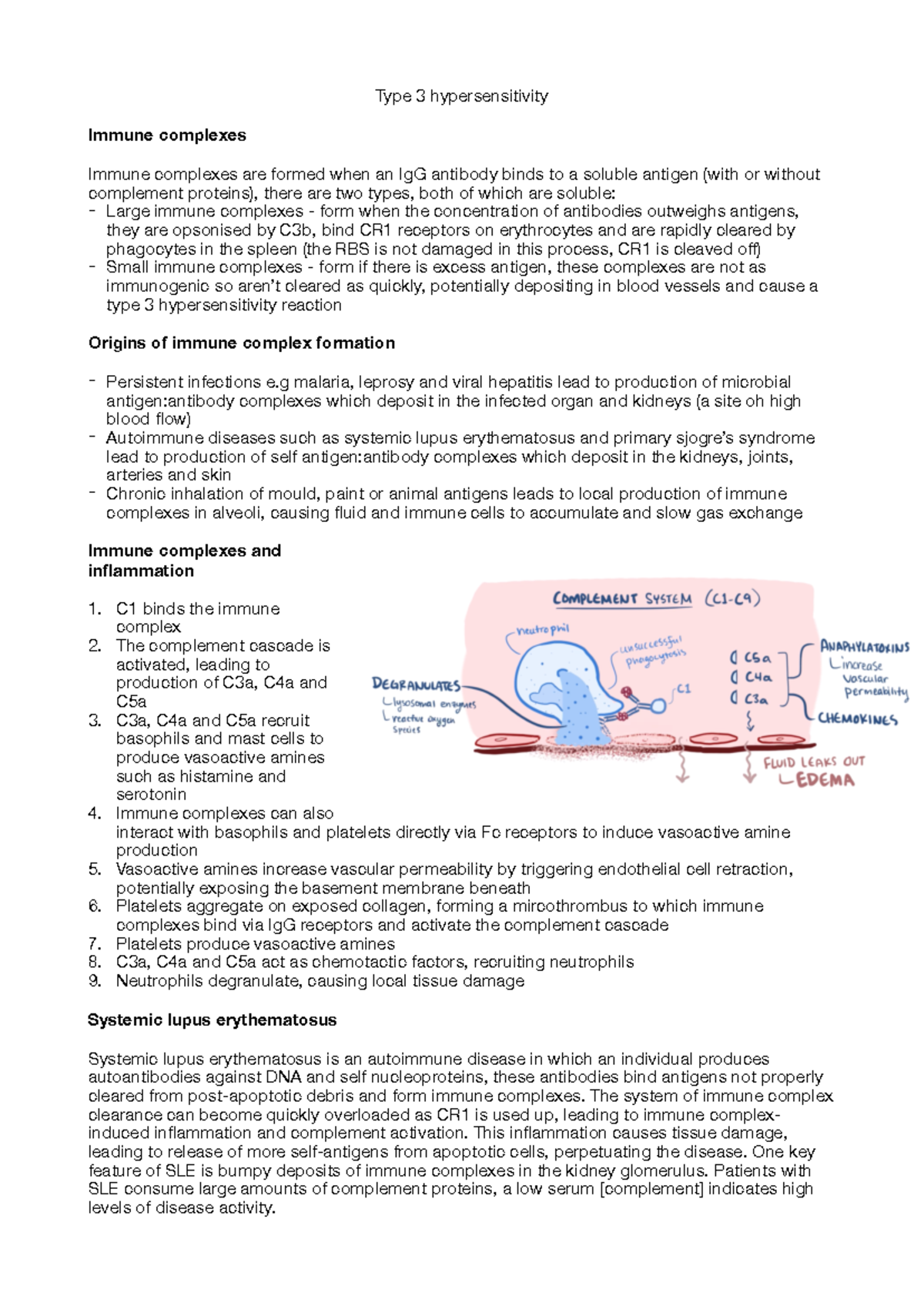 Lecture 23 - Overview of Type 3 Hypersensitivity Mechanisms - Studocu