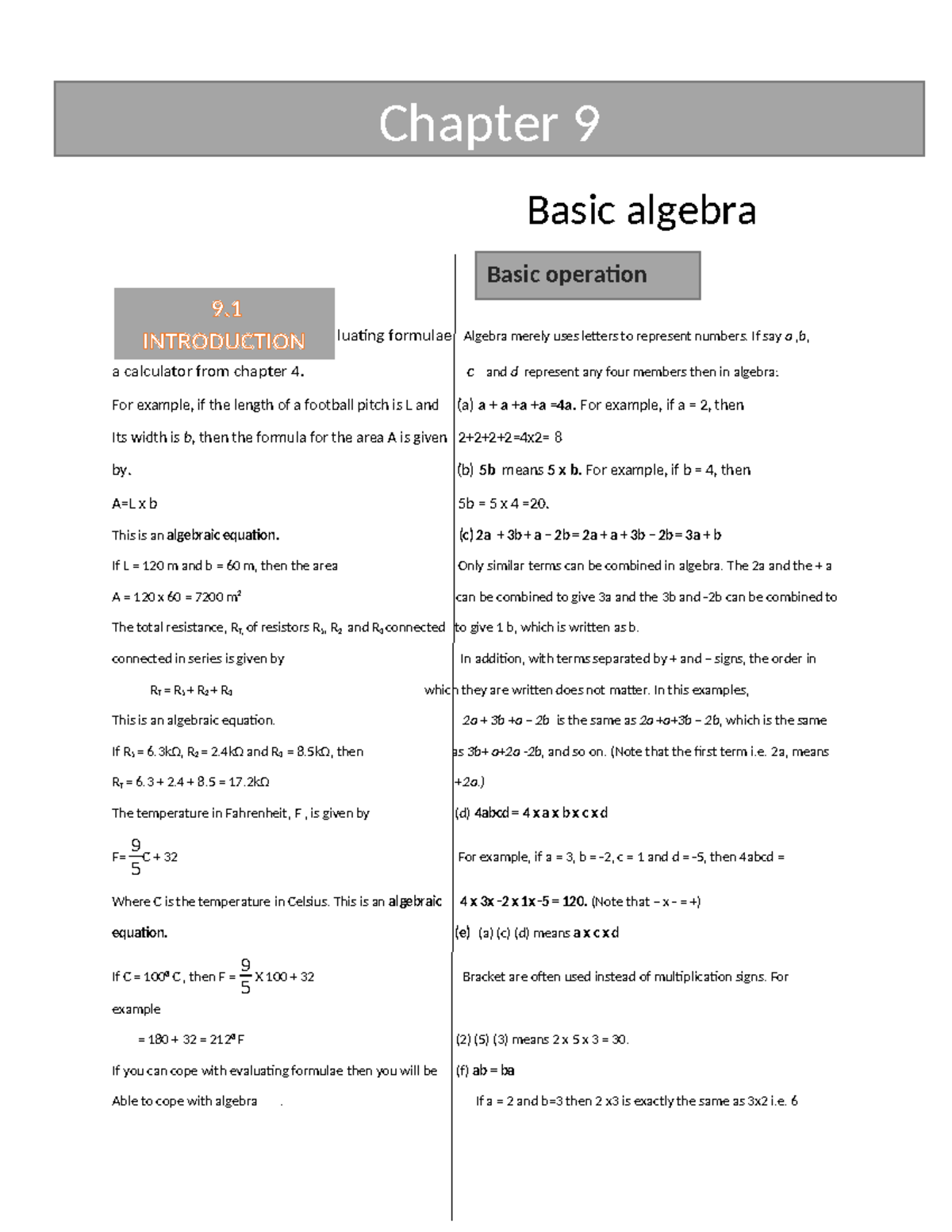 Algebra Basics: An Introduction to Evaluating Formulae (MATH 101) - Studocu