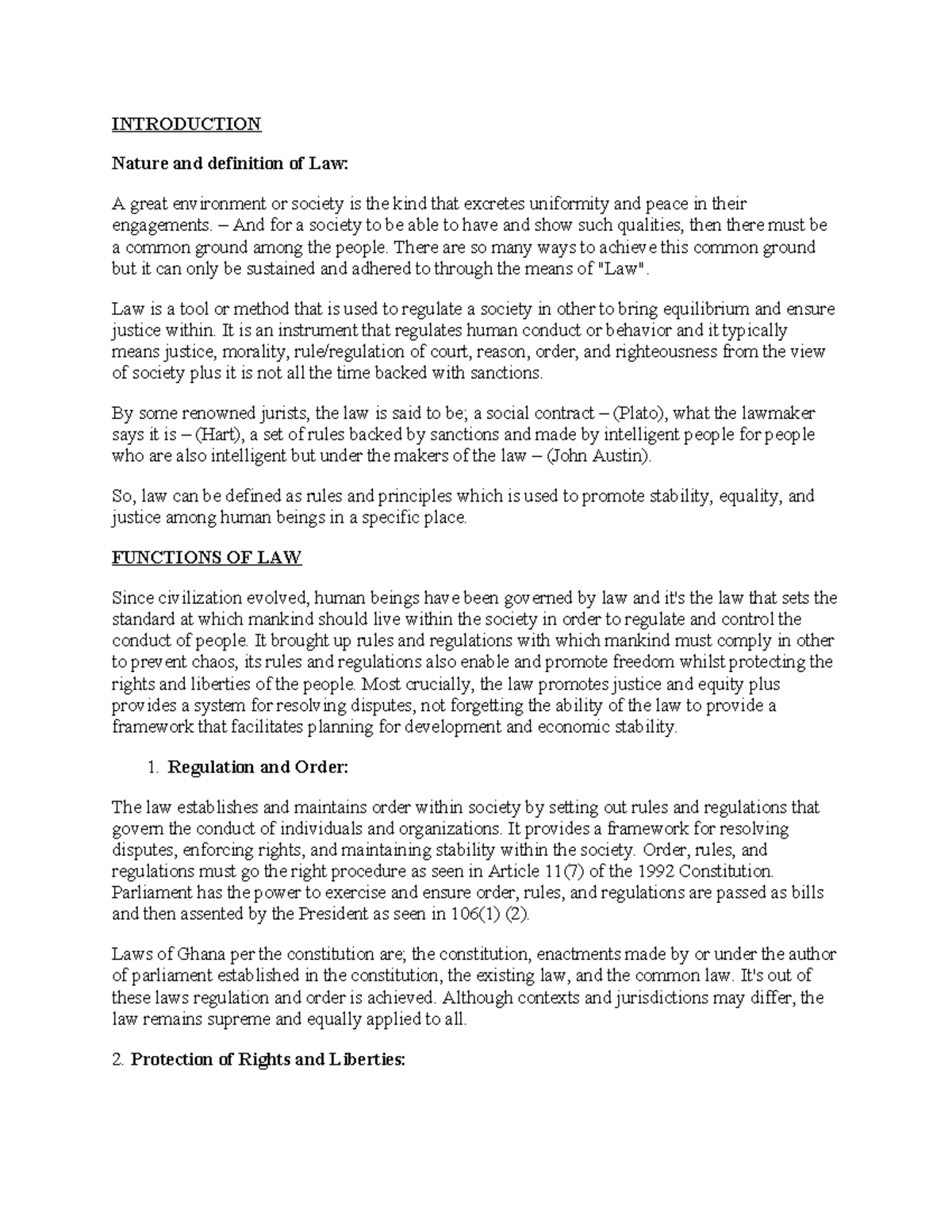 Functions of Law: Analyzing Legal Foundations and Impacts - Studocu