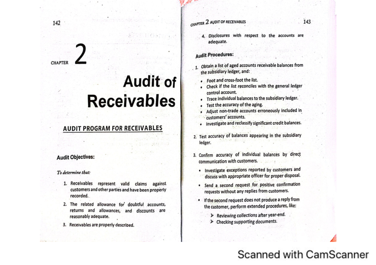 Audit of Receivables: CPA Exam Review (Chapter 2) - Studocu