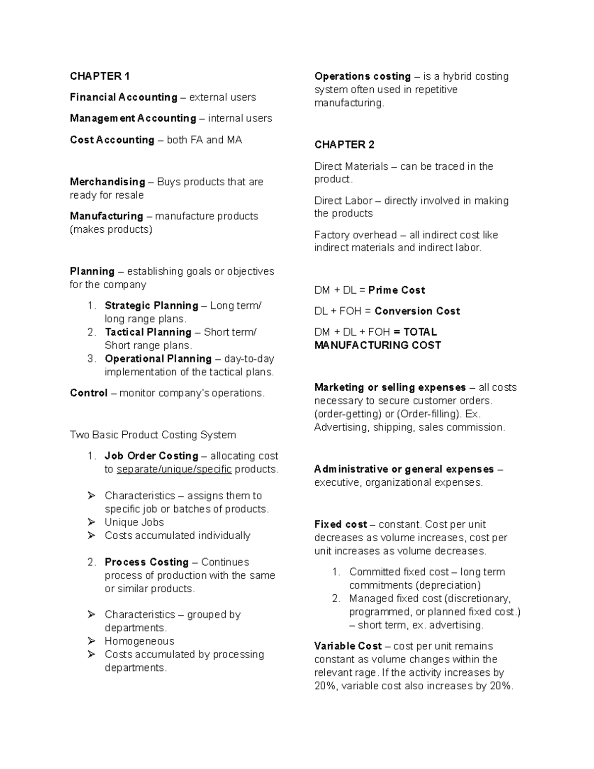 Cost-makamatay - a summary of cost acc. - CHAPTER 1 Financial ...