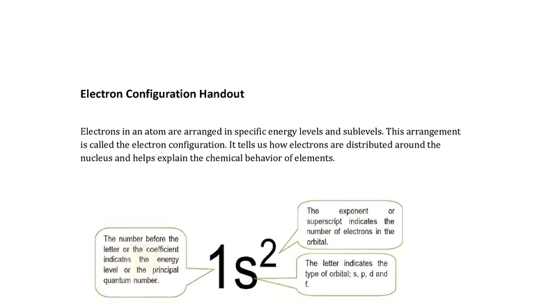 G9 - Electron Configuration Handout: Understanding Electron Arrangement - Studocu