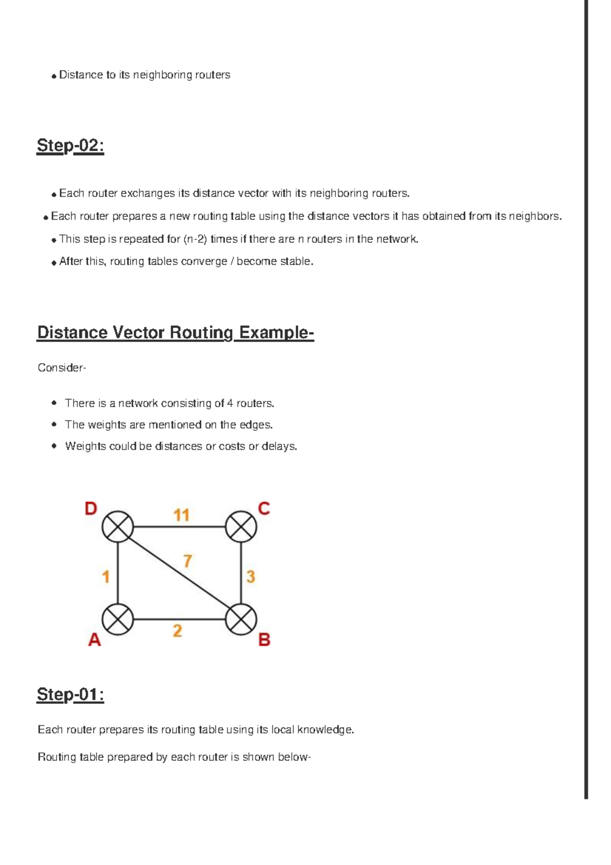 Distance Vector Routing Algorithm Example - Distance to its neighboring ...