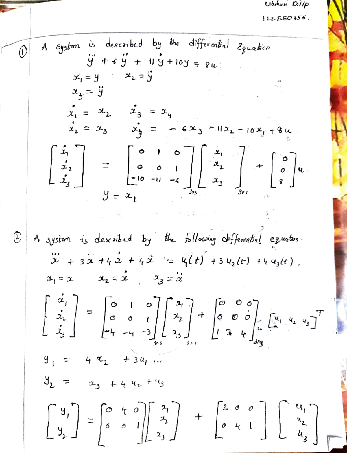 Control Systems Analysis: Assignment 1 (Course Code EEOS6) - Studocu