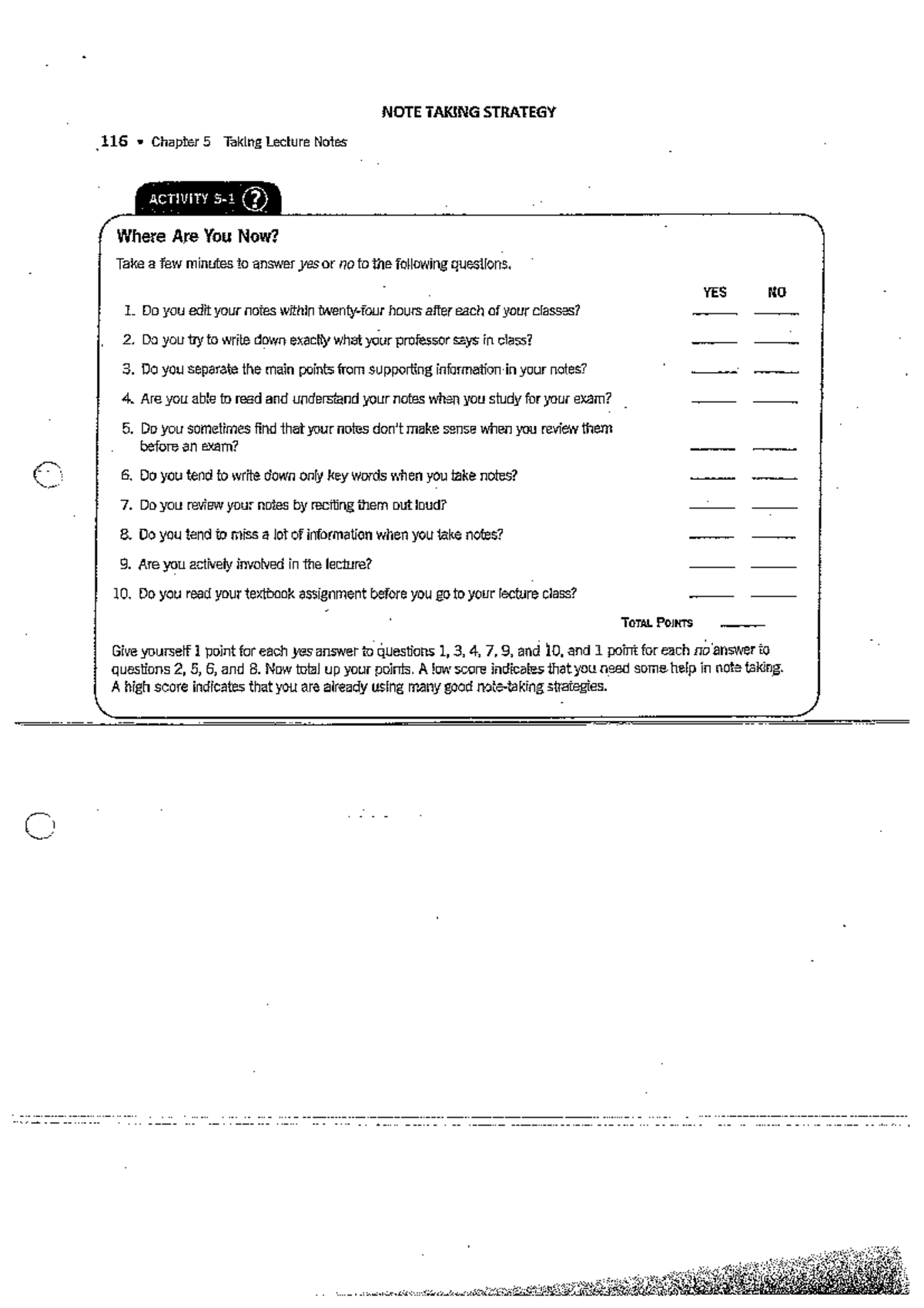 UED TASK 4 - UED102 - NOTE TAKING STRATEGY 116 Chapter 5 Taking Lecture ...