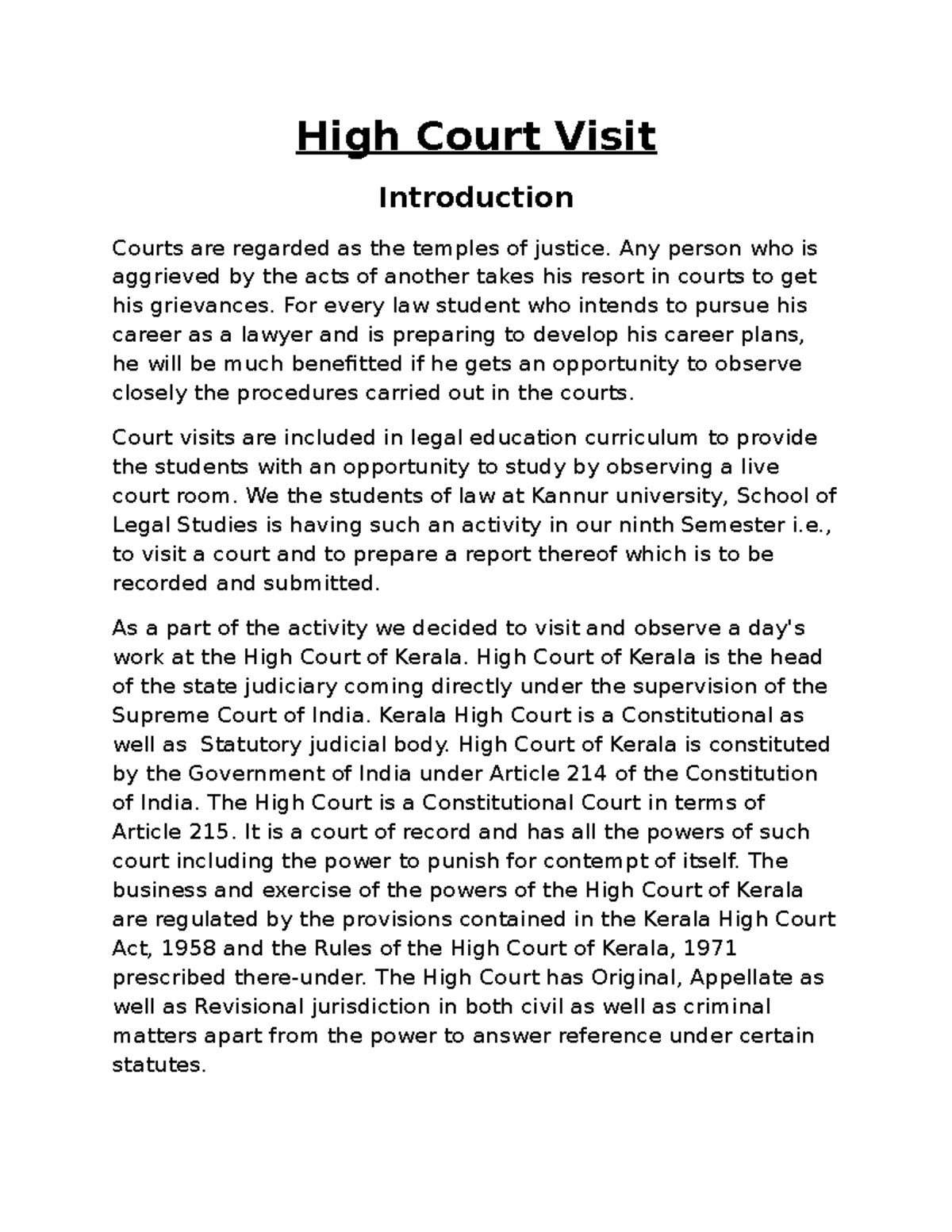 242387457 High Court Visit Report - Insights and Legal Observations ...