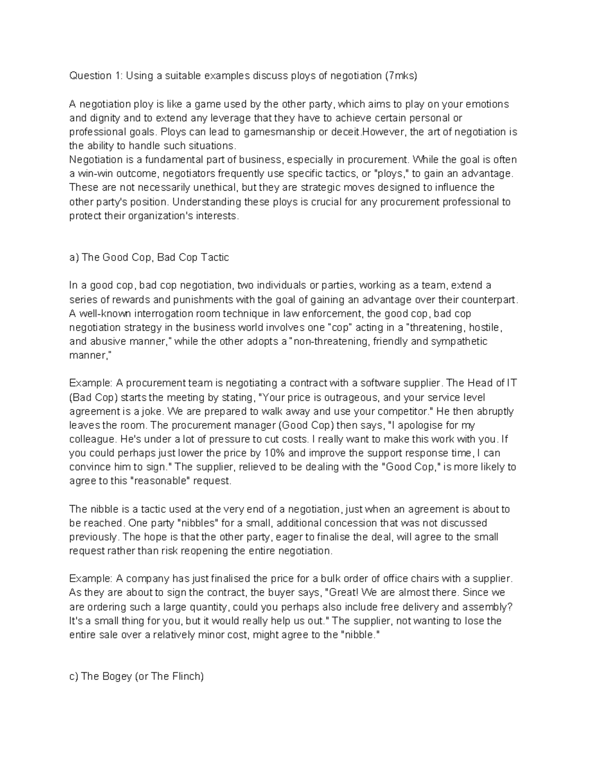 BMS 202: Negotiation Ploys and Emerging Issues in Procurement Management - Studocu